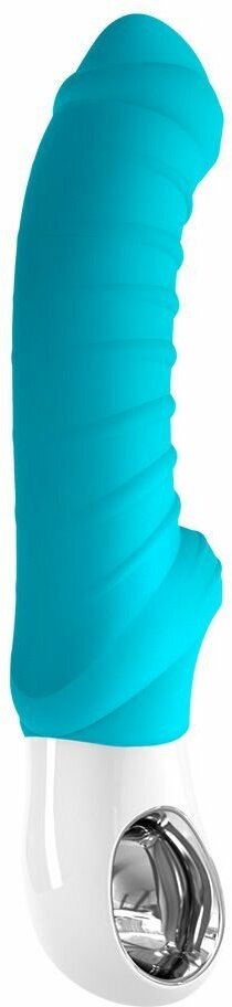 Бирюзовый вибратор с рёбрышками Tiger - 22,3 см.