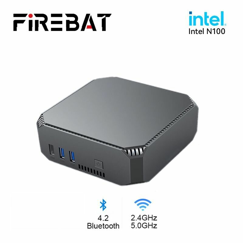 FIREBAT AK2 PLUS Mini PC Intel N100 Dual Band WiFi5 BT4.2 8 ГБ 256 ГБ Настольный игровой компьютер Mini PC Gamer