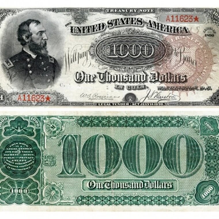 США 1000 долларов 1890 Treasury Note, сувенирная копия, банкноты и купюры редкие коллекционные