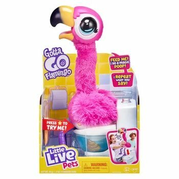Little Live Pets Gotta Go Flamingo, Interactive Plush Toy, Который ест, поет, извивается, какает и разговаривает, Электронная интерактивная плюшевая игрушка для домашних животных