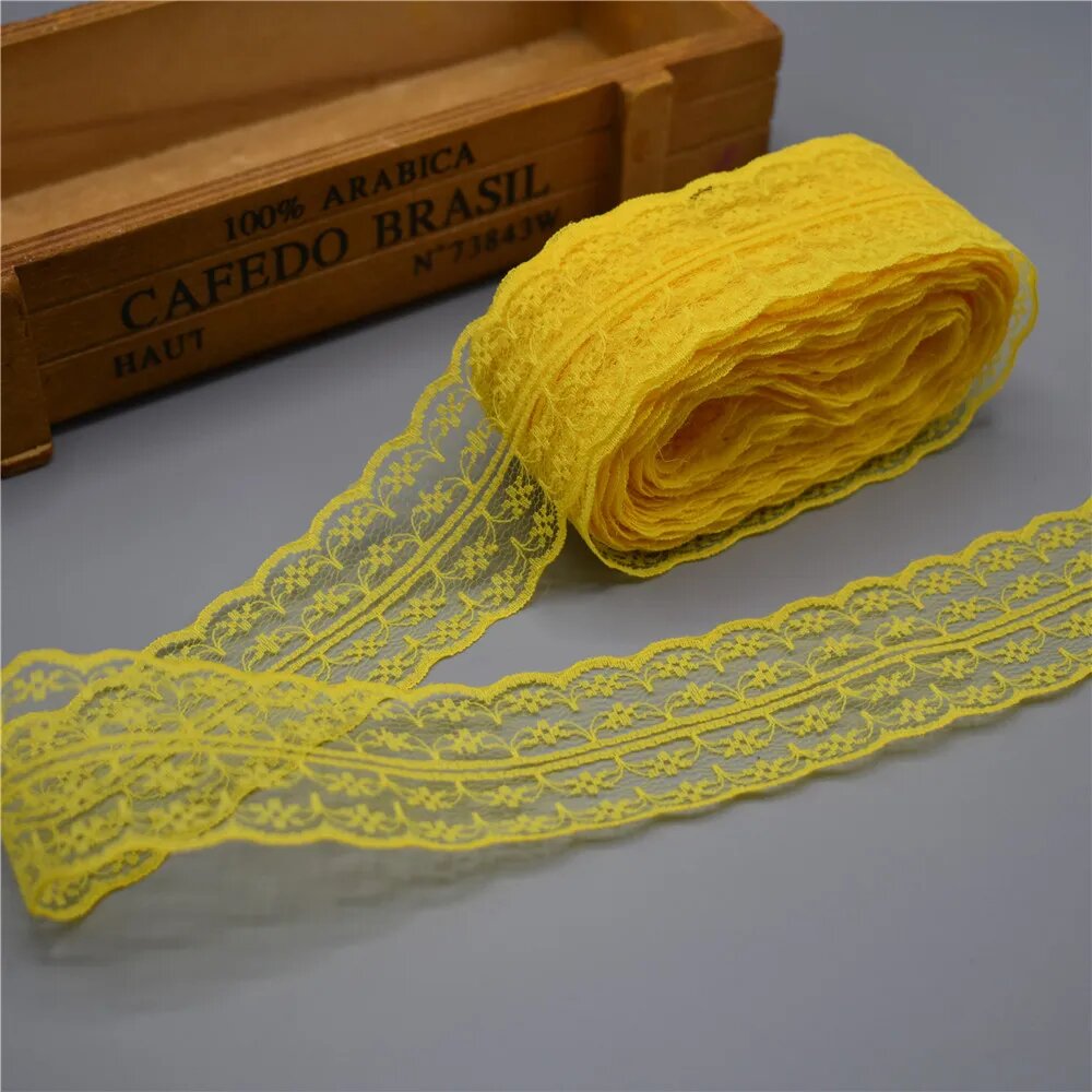 Кружевная лента желтая 10 ярдов, 4,5 см, Color: 16 golden yellow