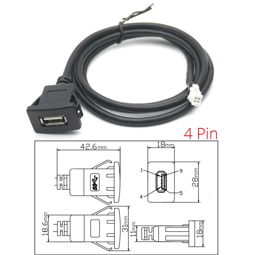 4, 6, 8-контактный разъем, двойной USB-интерфейсный кабель-адаптер для Android-радио, навигации, мультимедиа, IOS, автомобильного плеер 4Pin Square USB