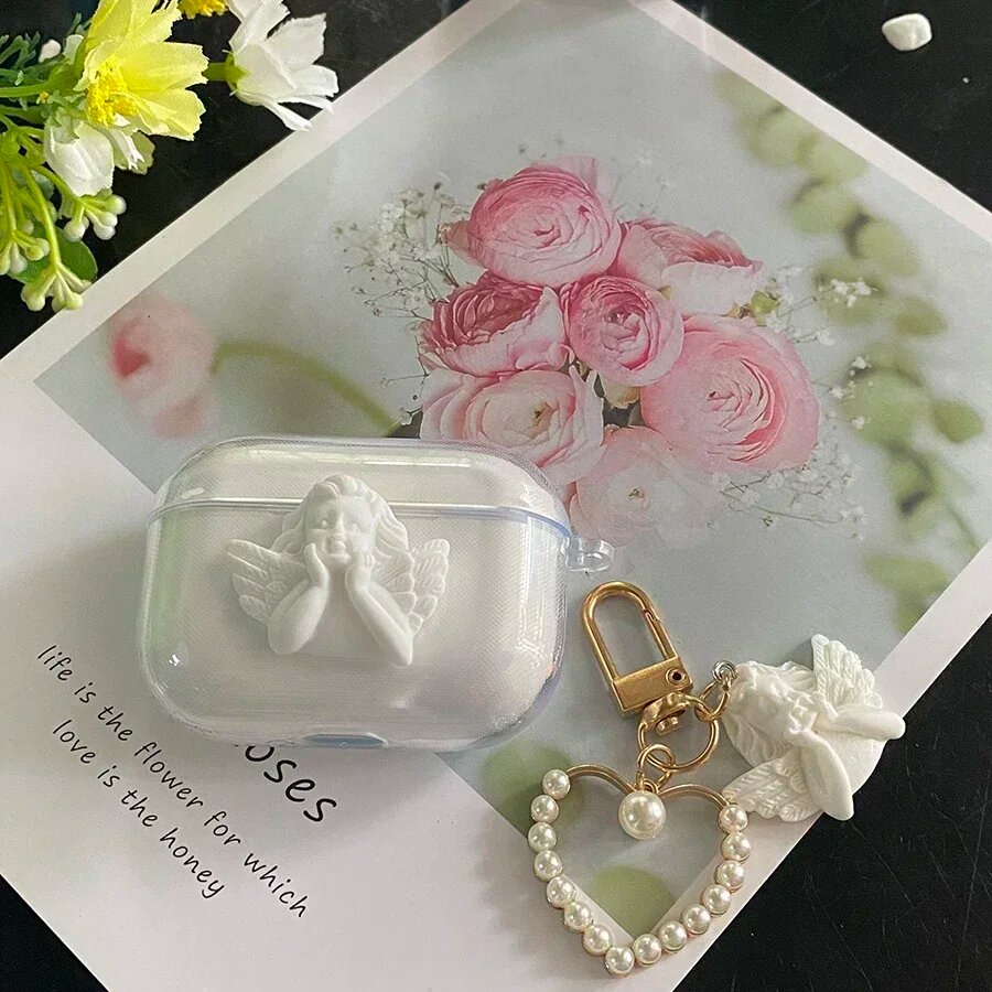 Прозрачный силиконовый чехол для наушников Realme buds T100 с брелком