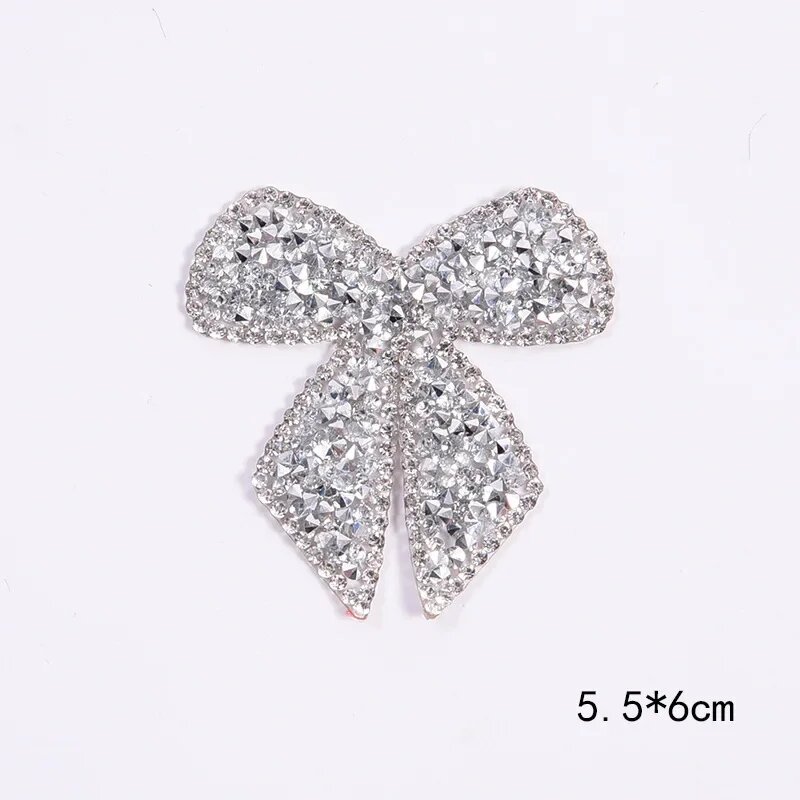 Патч серебряный с кристаллами 5.5x6 см