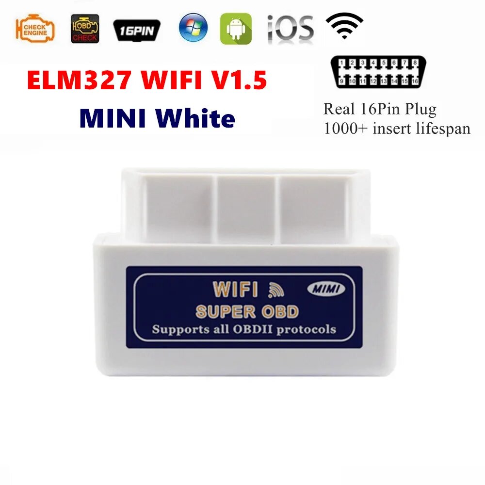 Новый Super Mini Elm327 Wi-Fi OBD2 адаптер ELM327WiFi OBD2 автоматический сканер кода для IOS Iphone ELM327 Wi-Fi V1.5 автомобильный диагностический инструмент