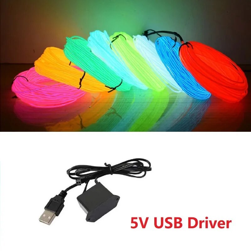 Неоновая светодиодная лента ZXJSG 1м/3м/5м/10м With 5V USB Adapter, 1M, Yellow