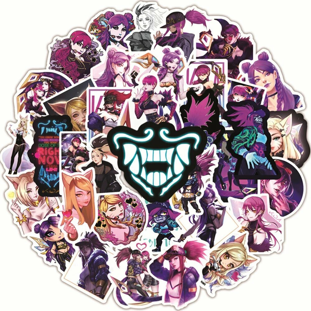 Стикеры LOL KDA 50шт для ноутбука, багажа, телефона