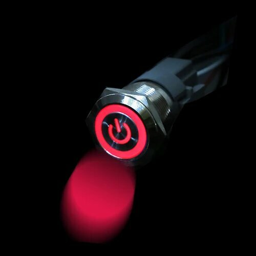 Выключатель 12 мм, Red Power, 220V, Self-reset