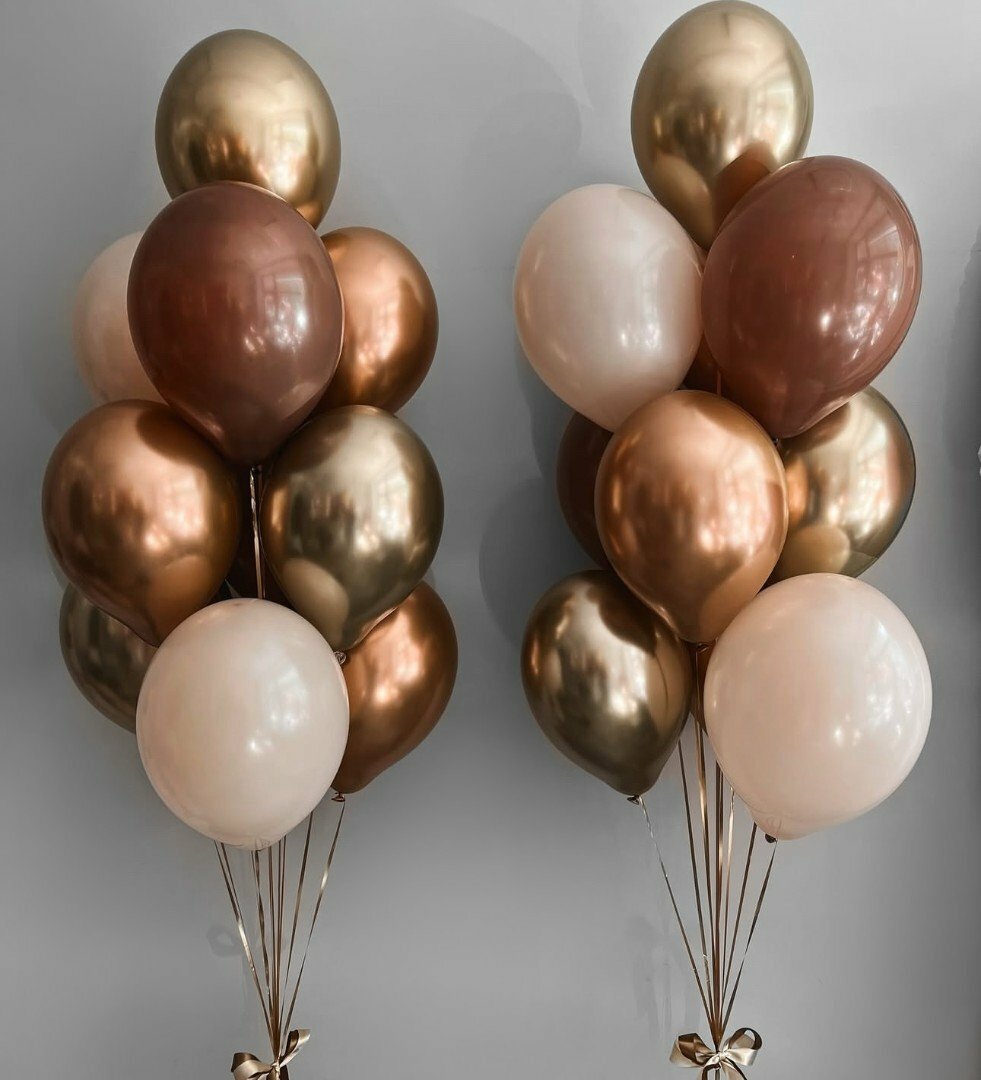 2 фонтана по 10 шаров-хром в теплых тонах