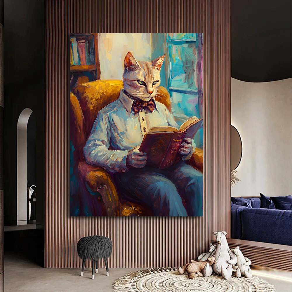 Умный кот, картина в интерьер / на стену, постер кот, 40х60 см.