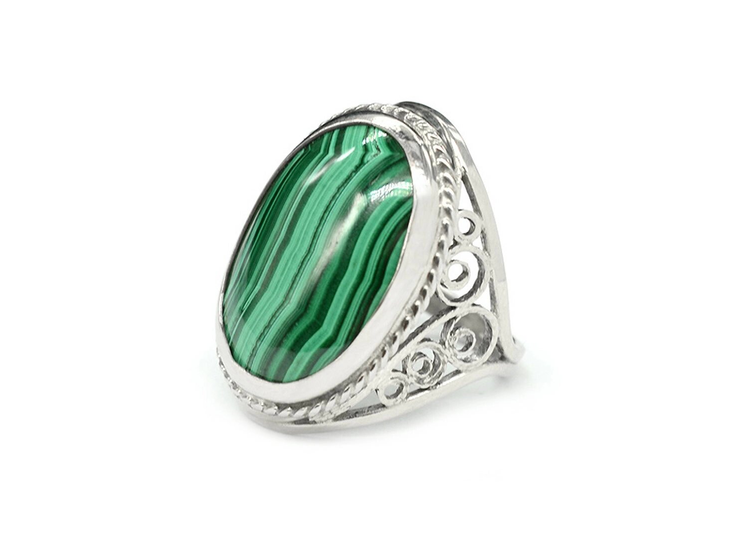 Кольцо, малахит