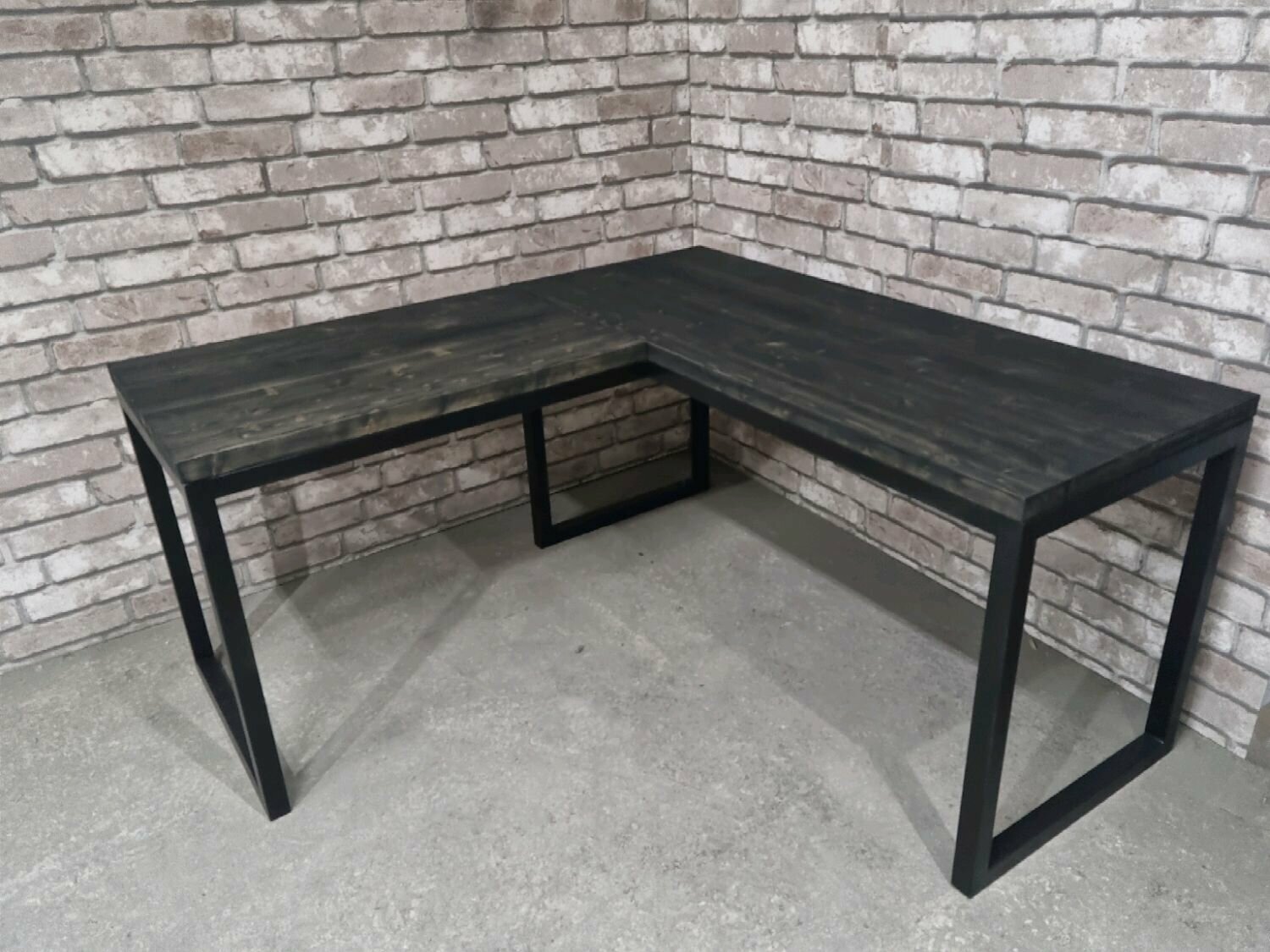 Стол EasyLOFT письменный в стиле лофт, угловой, разборный, 150/150x60x75 см, чёрный