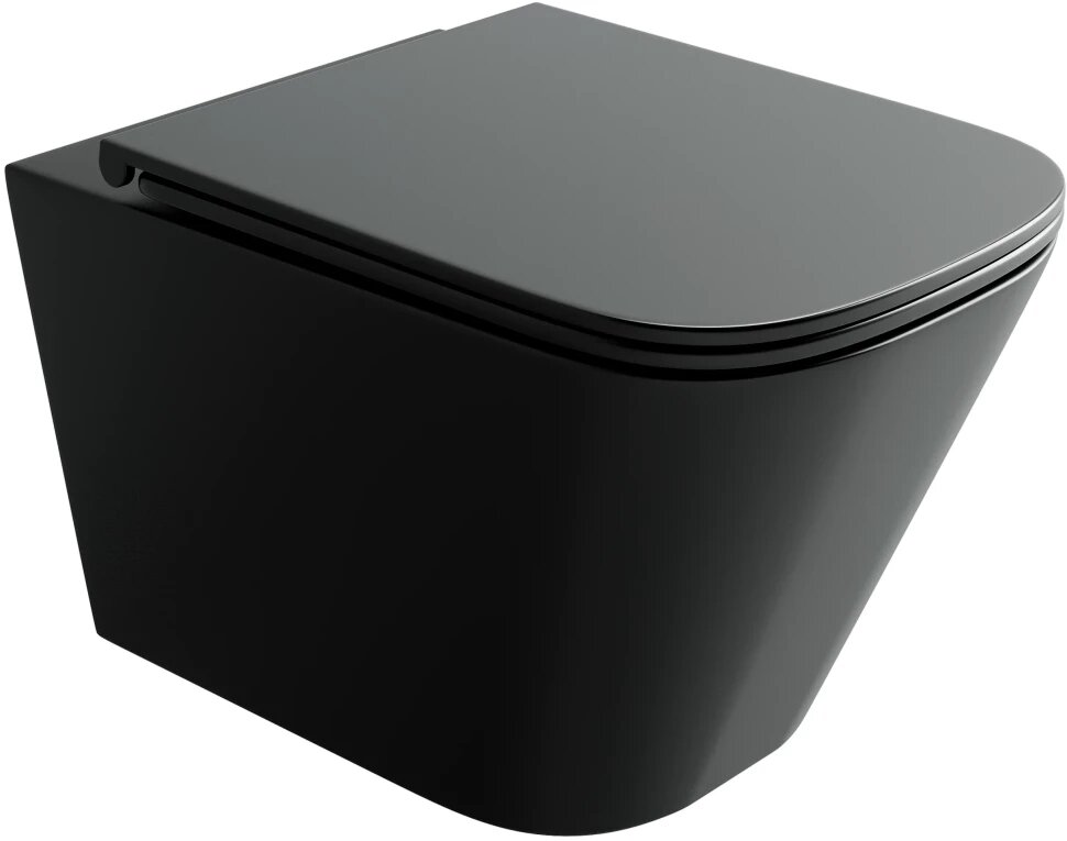 Унитаз подвесной Ceramica Nova Union CN4009TMB безободковый, торнадо, с сиденьем микролифт, черный матовый