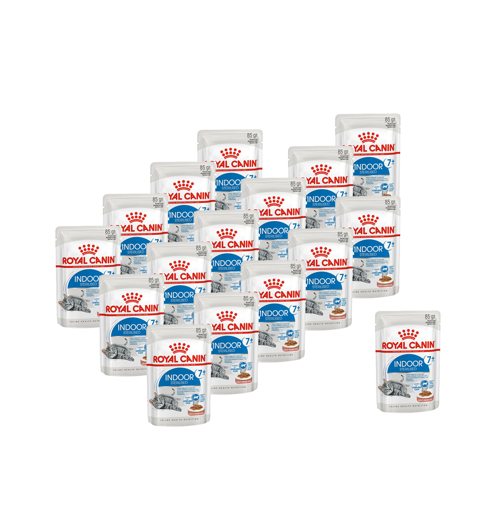 Royal Canin Корм Индор Стерилайзд 7+ консервированный полнорационный для кошек старше 7 лет, живущих в помещении, кусочки в соусе, 0.085 кг х 16 шт.