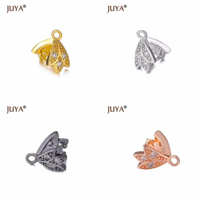 Бейлы Juya из меди с цирконом, 4 шт, Mix colors