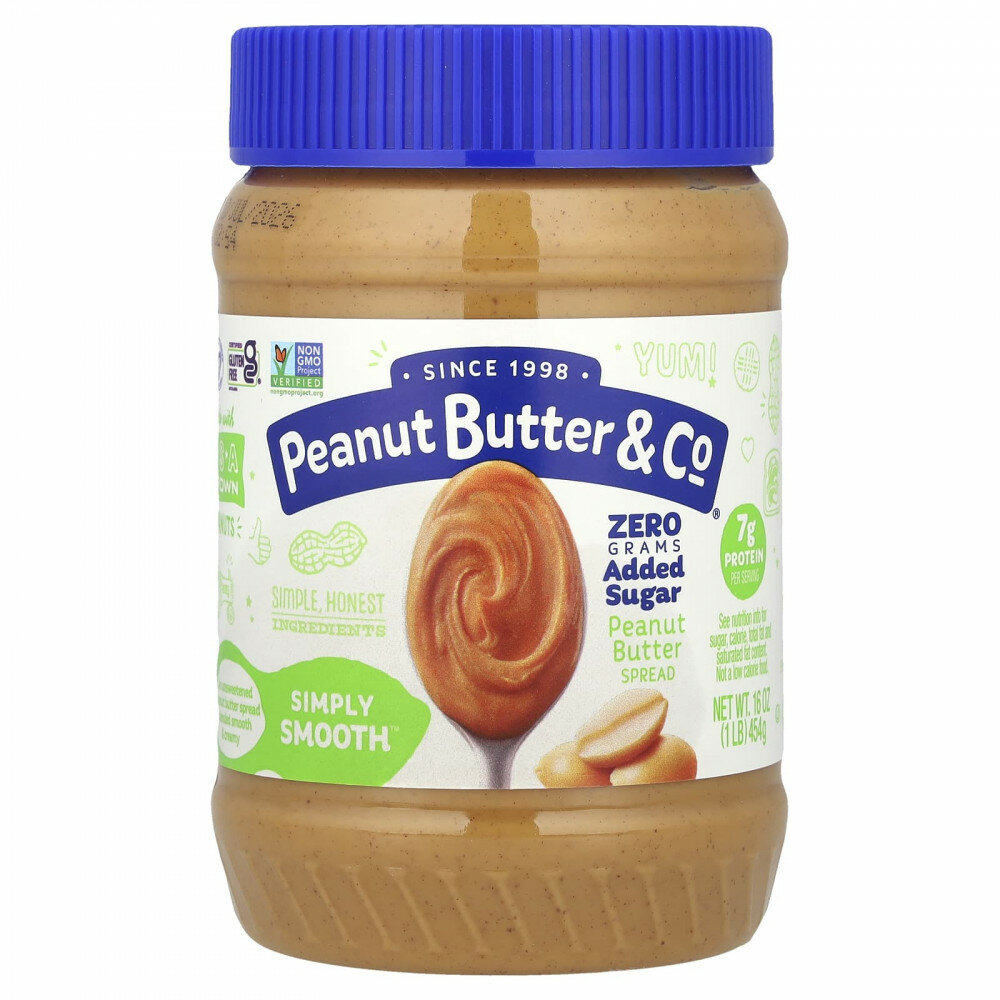 Peanut Butter & Co, Simply Smooth, арахисовая паста, без добавления сахара, 454 г (16 унций)