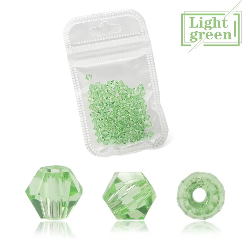 Хрустальные бусины изумрудные, light green, 4 мм