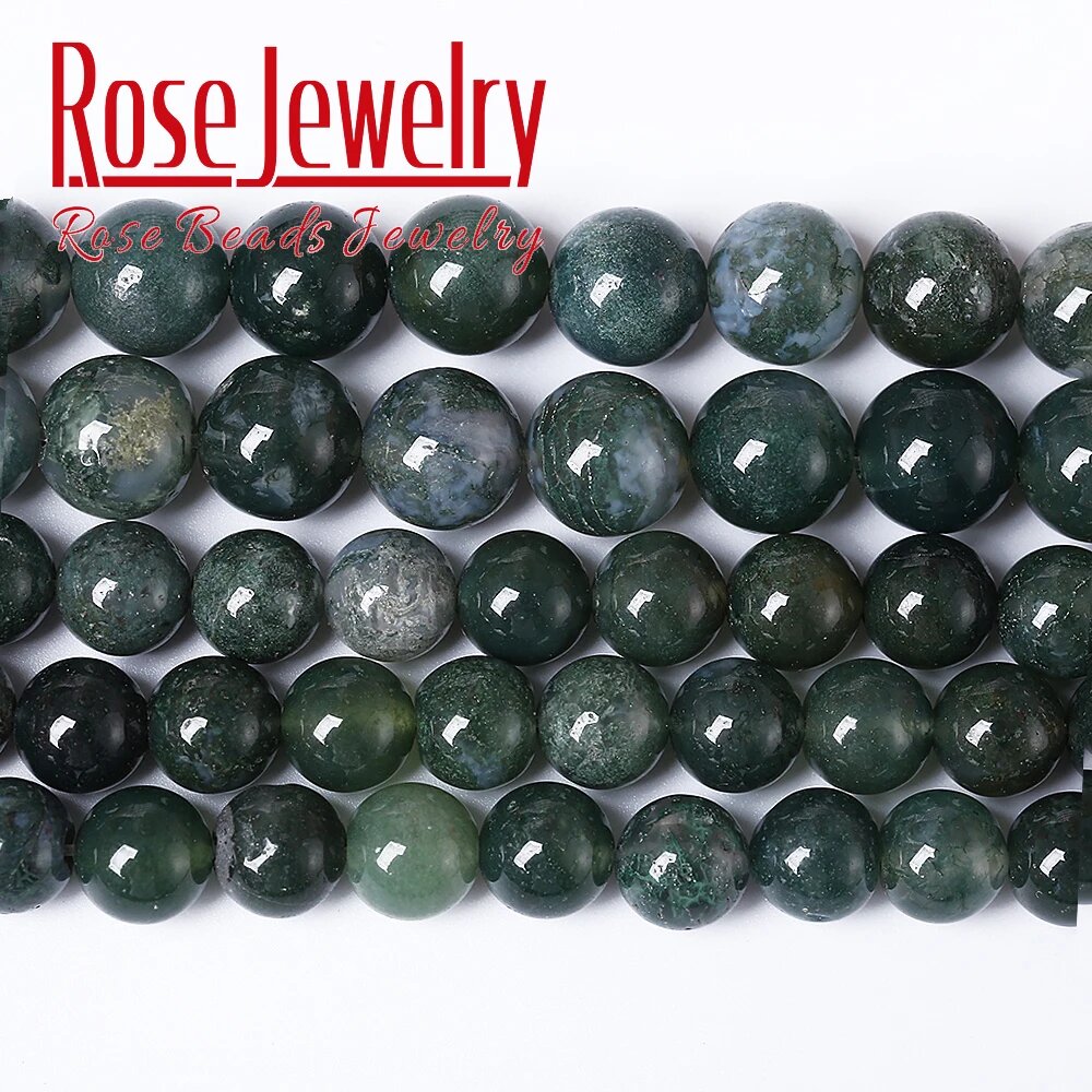Круглые бусины из камня с мохом, агата, 4-10 мм, Rose and Beads 4mm 86pcs beads