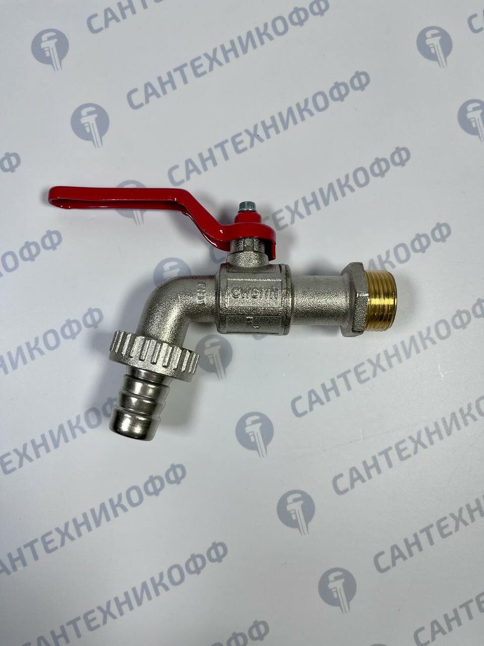 Кран шаровый ITAP садовый 3/4"НР ручка, со штуцером, никель 132(3/4")