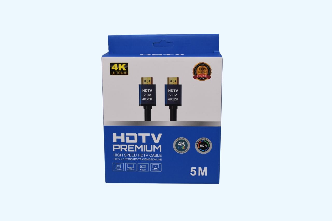 Кабель высокоскоростной HDMI 5 метров 4Kх2К HDTV PREMIUM 2.0 стандарт