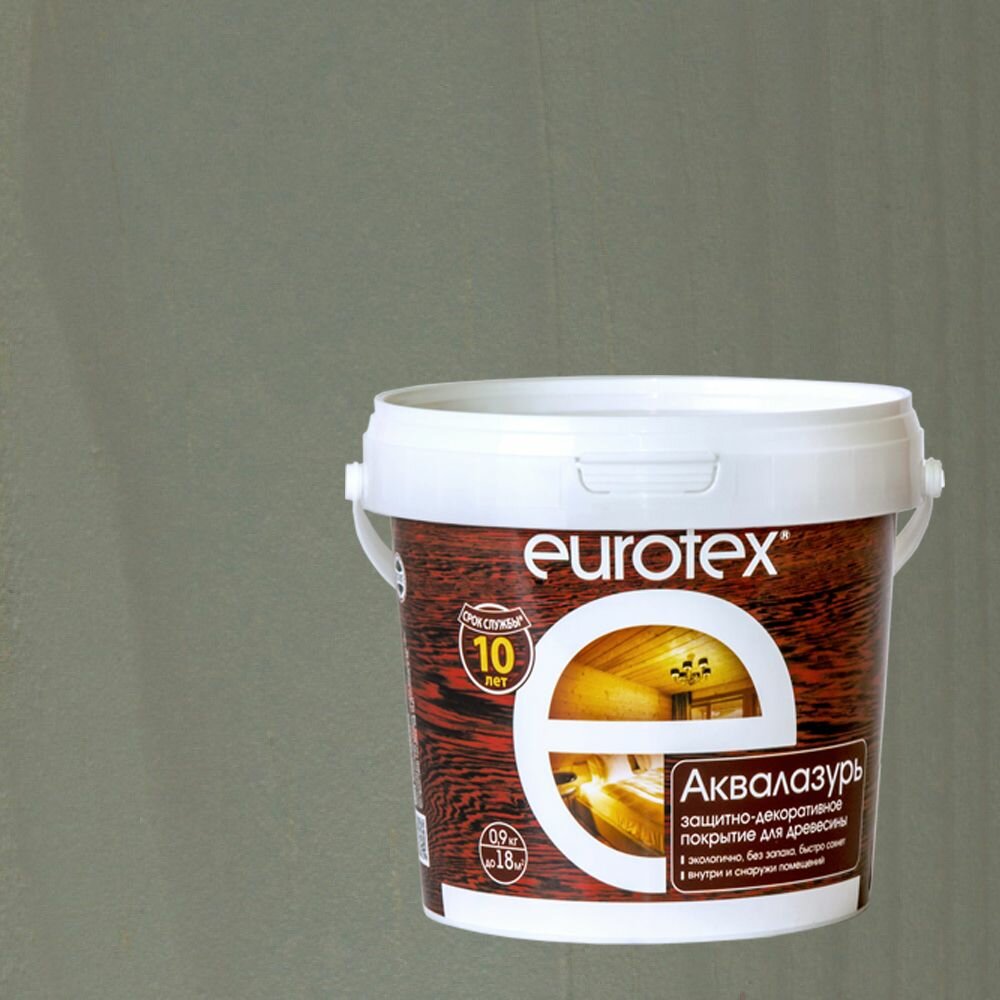 Лак защитно-декоративный для дерева Eurotex Аквалазурь (0,9кг) утренний туман