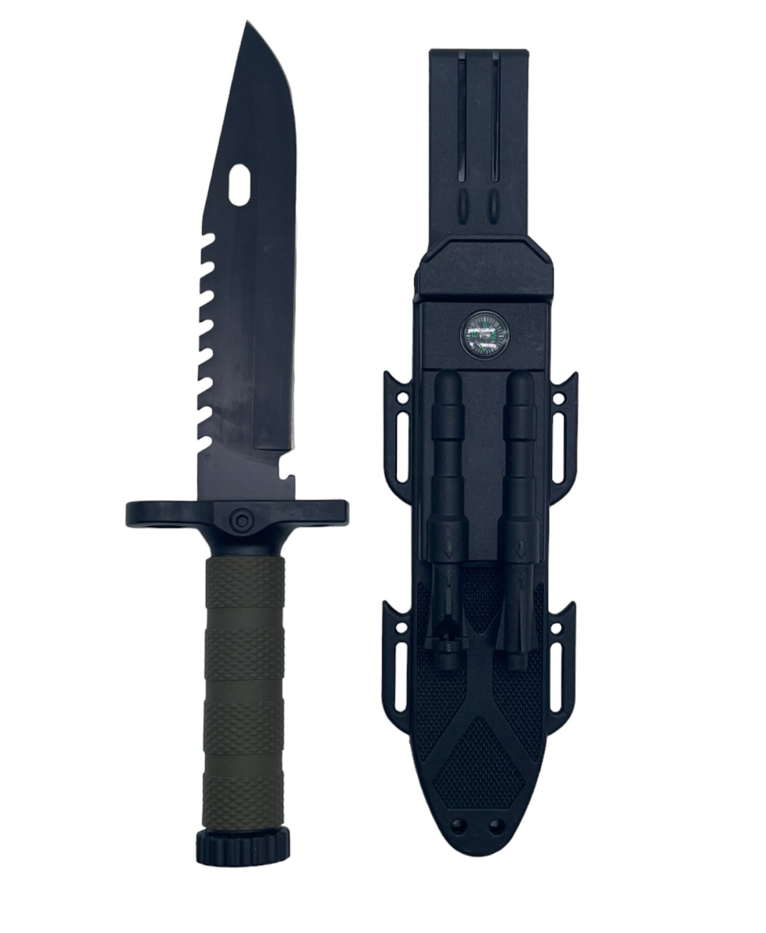 Тактический нож Columbia 2518B, с компасом и огнивом, зеленый