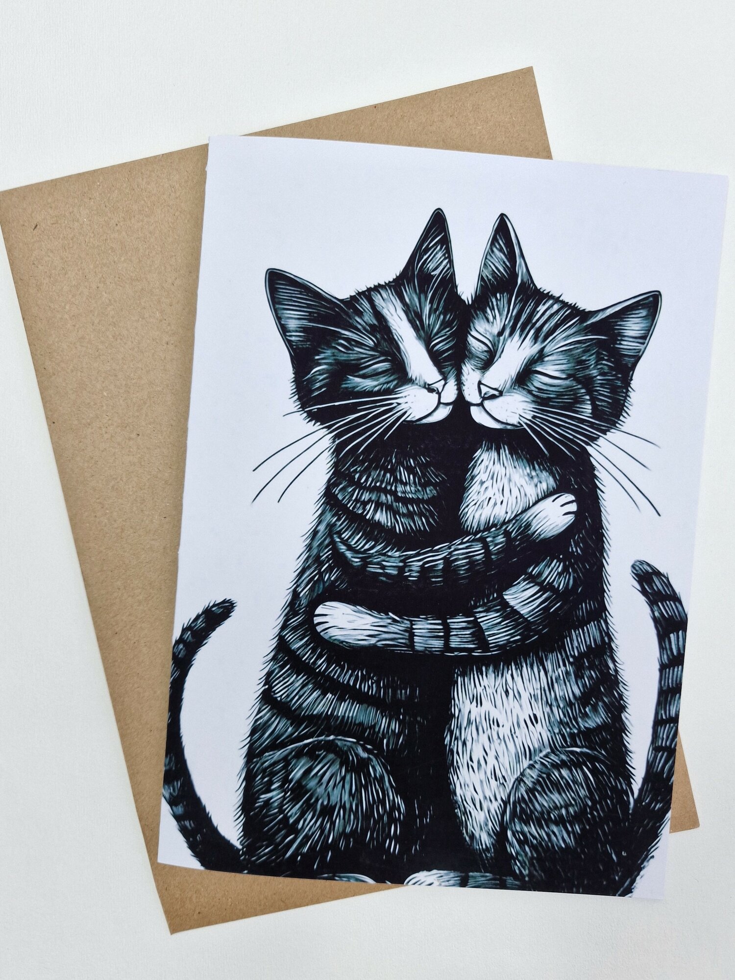 Универсальная поздравительная открытка "Объятия", двойная, с конвертом