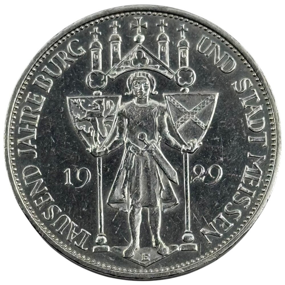 Германия, Веймарская республика 3 рейхсмарки 1929 г. (1000 лет городу Мейсен) (E)