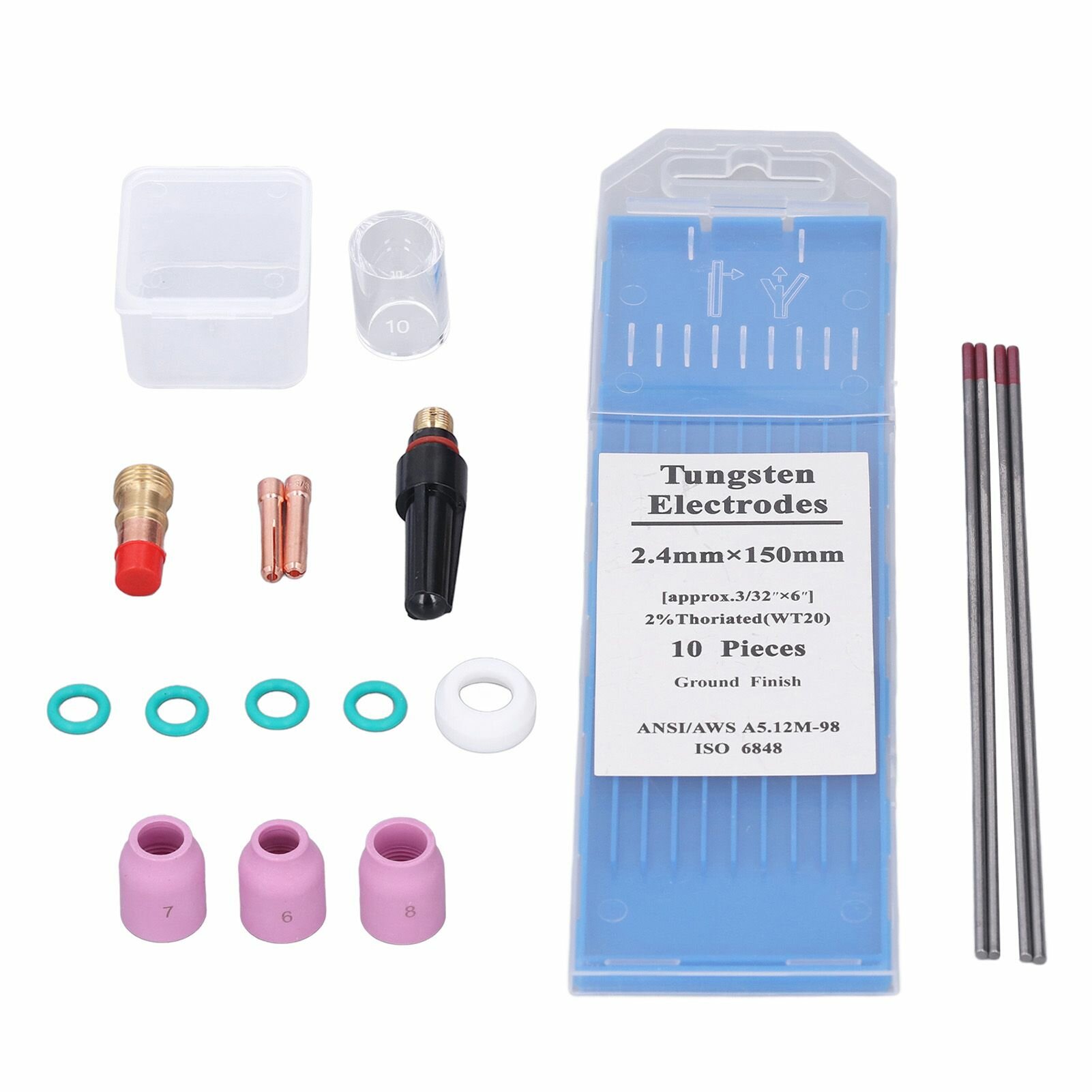 Набор расходных материалов для горелки TIG: газовый объектив и сопло, стеклянная колпачковая шайба, электроды