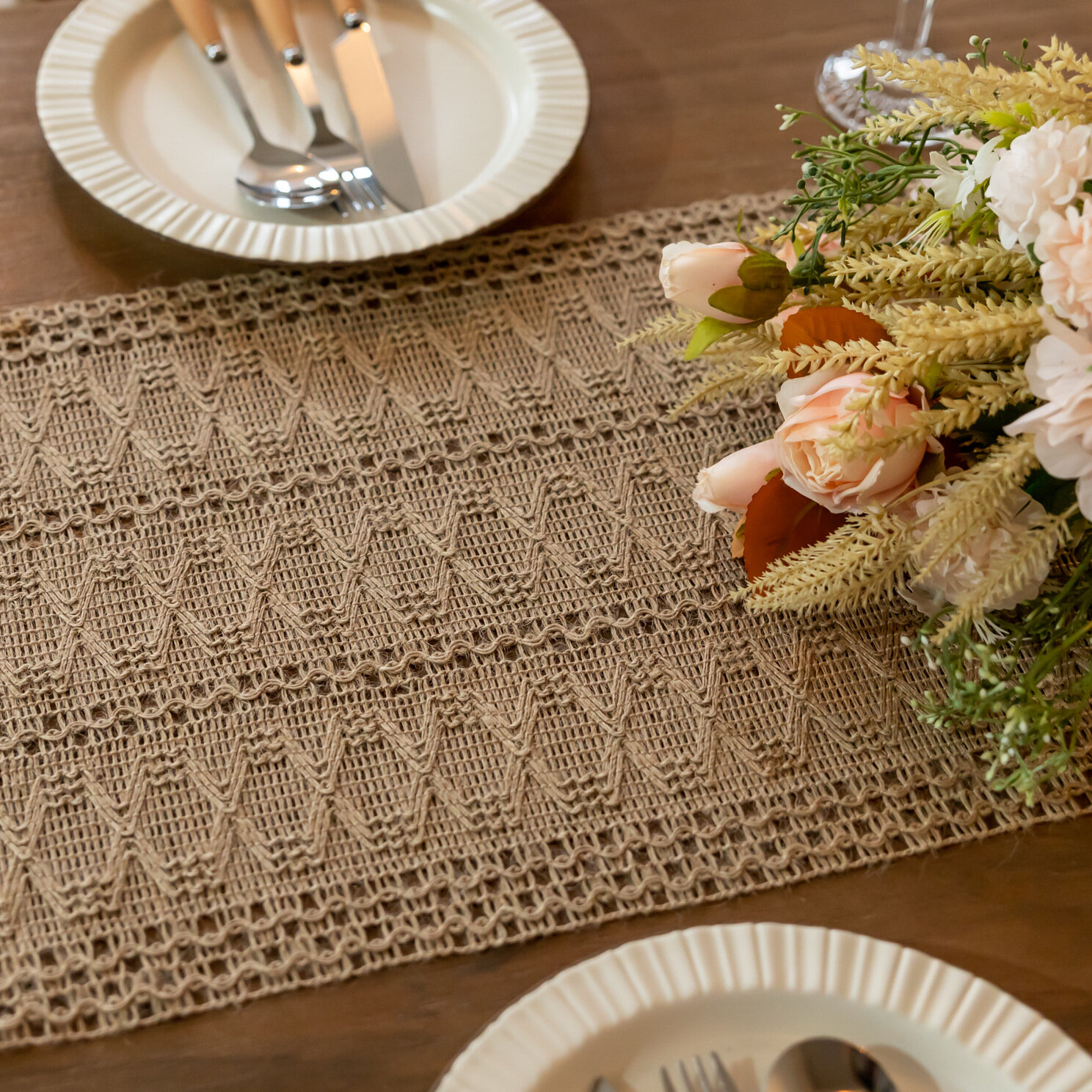 Ткань для столовых приборов, 30 видов, хлопок, лен, цельный конопляный твист, длина рулона 50 м