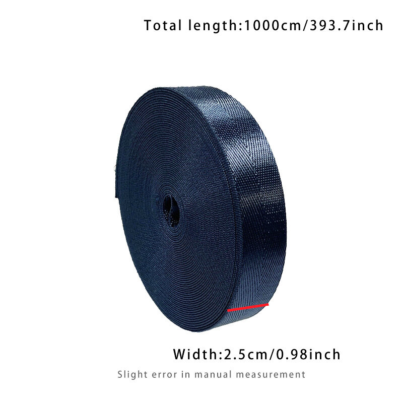 Рулон ленты, искусственный нейлон, 10 м, темно-синяя, 2,5 мм, 900D, шифрование в елочку