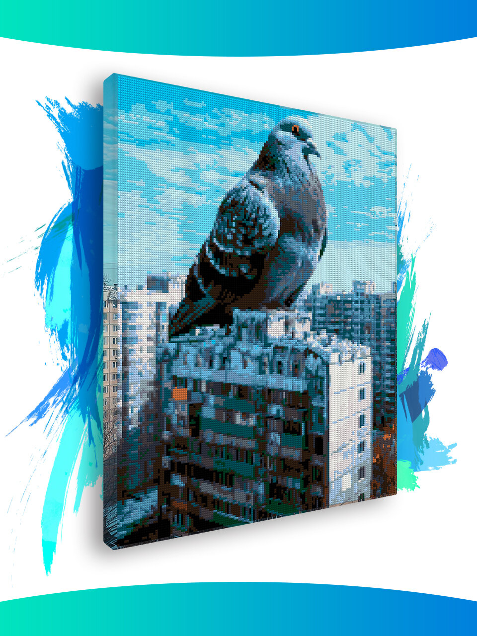 Алмазная мозаика на подрамнике - вышивка Голубь в городе 40 х 50 см
