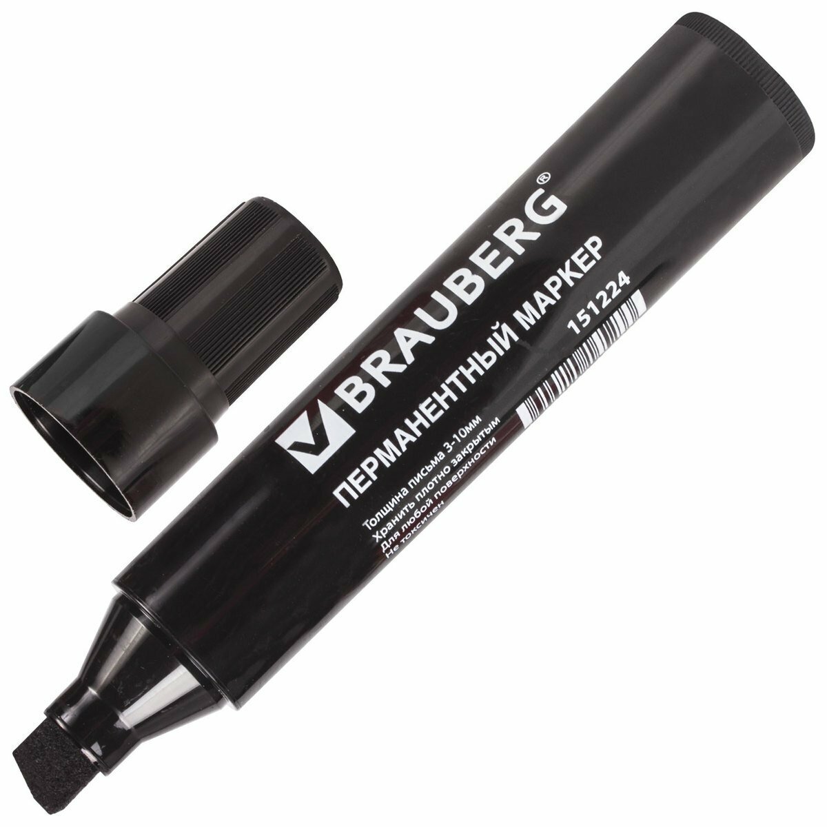 Маркер перманентный Brauberg "Jumbo", широкая линия письма, скошенный 3-10 мм, черный (151224)