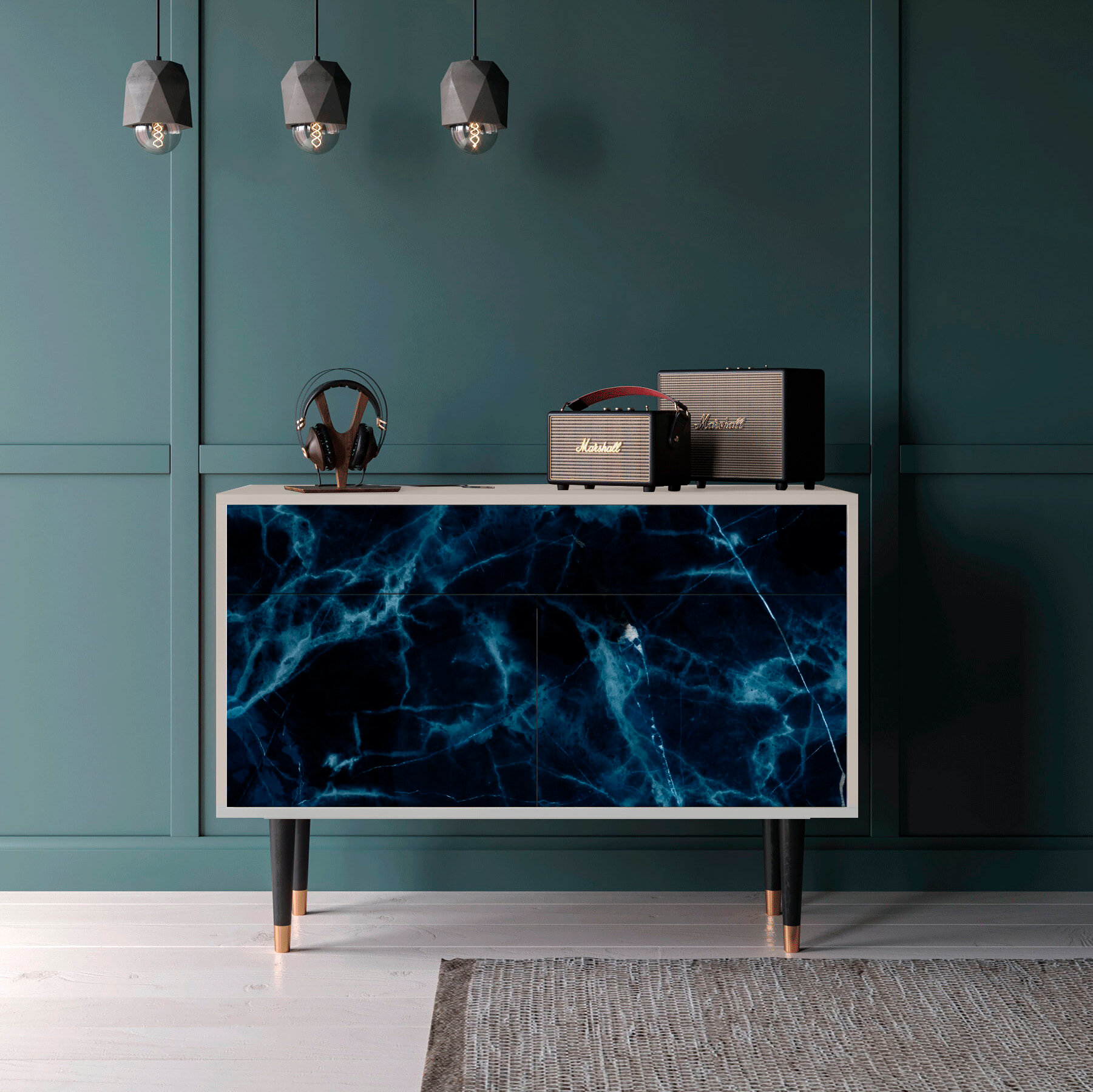 Комод - STORYZ - BS4 Deep Ocean, Размер - 115 x 85 x 48 см, Цвет корпуса - Сатин