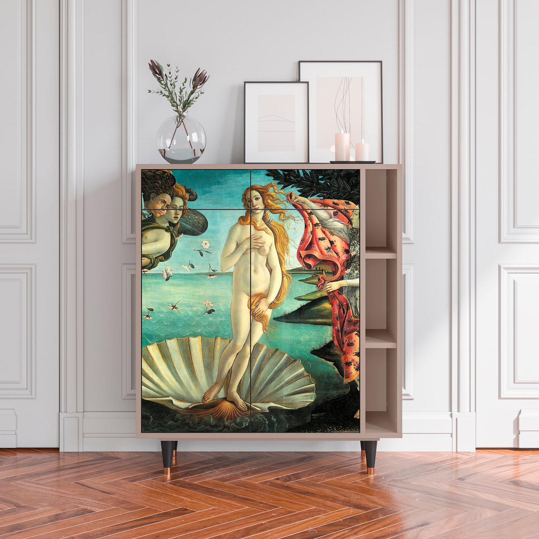 Комод - STORYZ - BS6 The Birth of Venus by Botticelli, Размер - 94 x 110 x 41 см, Цвет корпуса - , Бежевый