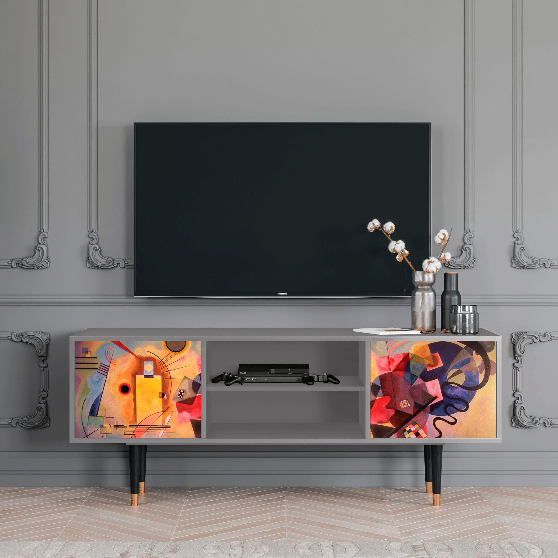 ТВ-Тумба - STORYZ - T2 Modern Art by Kandinsky , Размер - 170 x 69 x 48 см, Цвет корпуса - , Серый