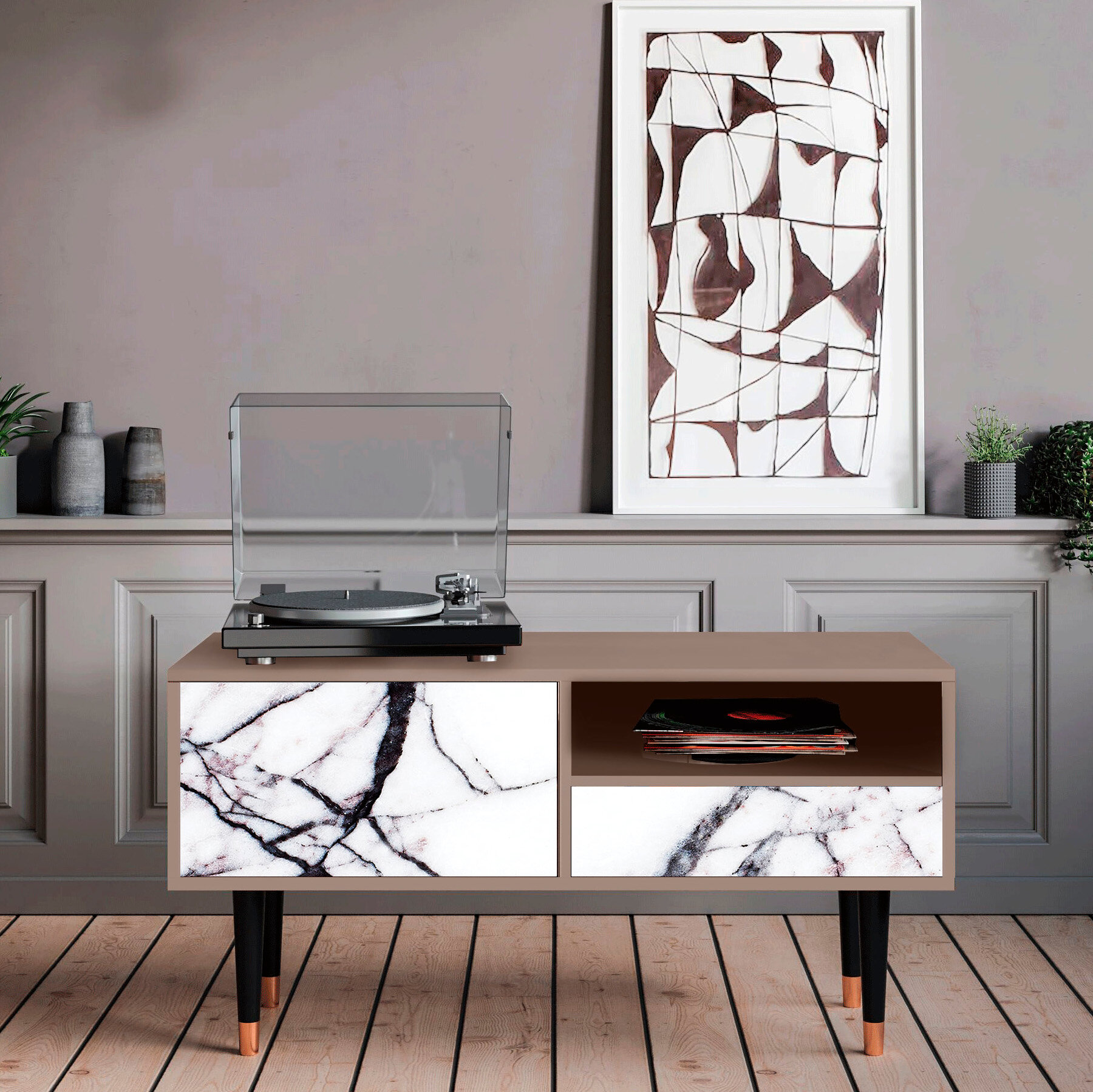 ТВ-Тумба - STORYZ - T3 Raven Marble, Размер - 115 x 59 x 48 см, Цвет корпуса - , Бежевый