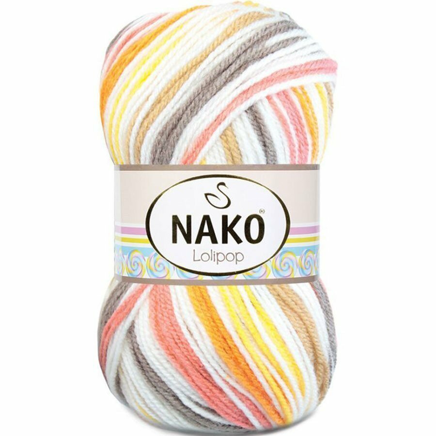 Пряжа Nako LOLIPOP 81118 рыж/желт/коричневый (5 мотков)