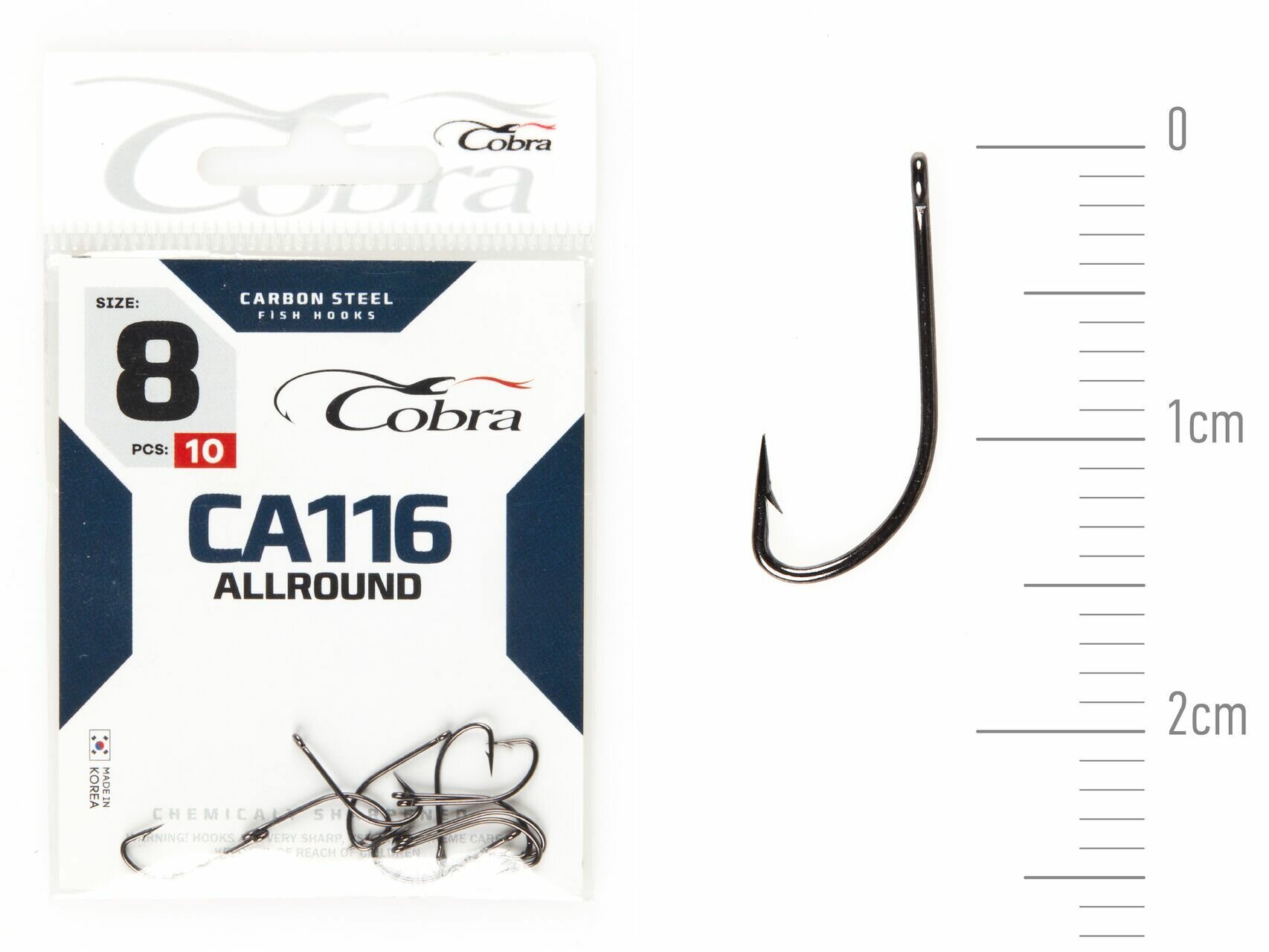 Крючки рыболовные Cobra Allround CRYSTAL CA116, размер 8, 10шт в упаковке / Крючки для рыбалки Кобра Оллраунд кристал