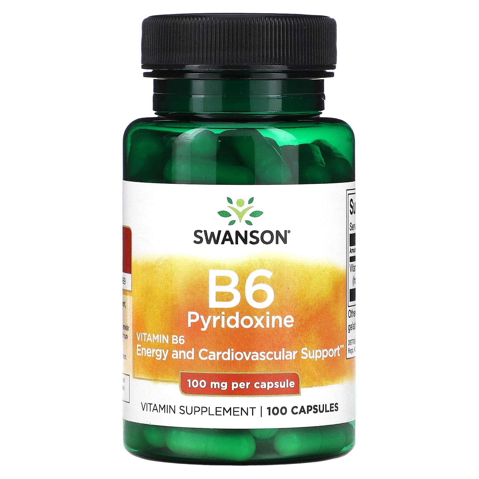 Пиридоксин B6, Swanson Vitamin B6 Pyridoxine, 100 мг, 100 капсул