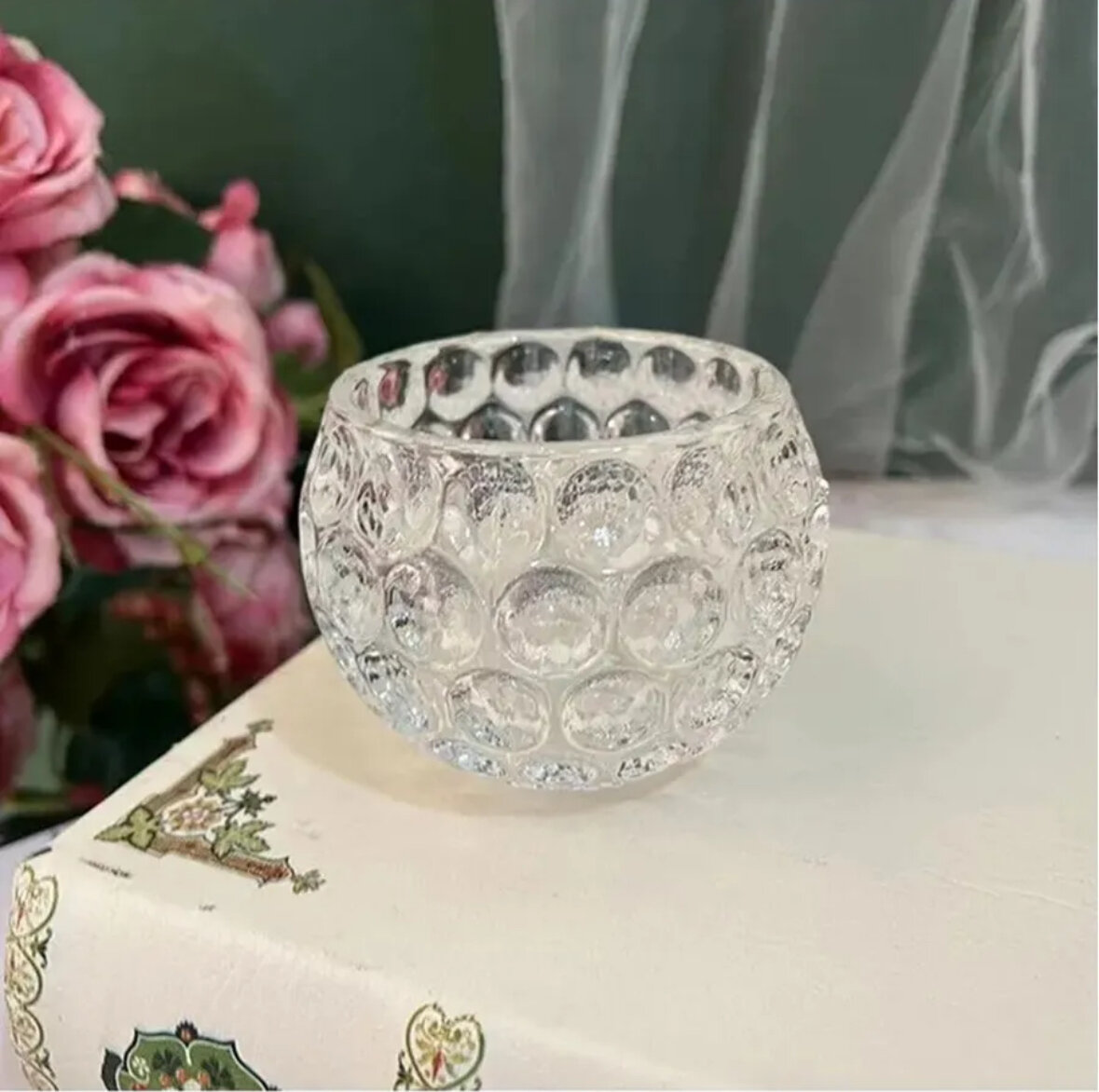 Подсвечник круглый стеклянный для чайных свечей 6 х 6 см, прозрачный