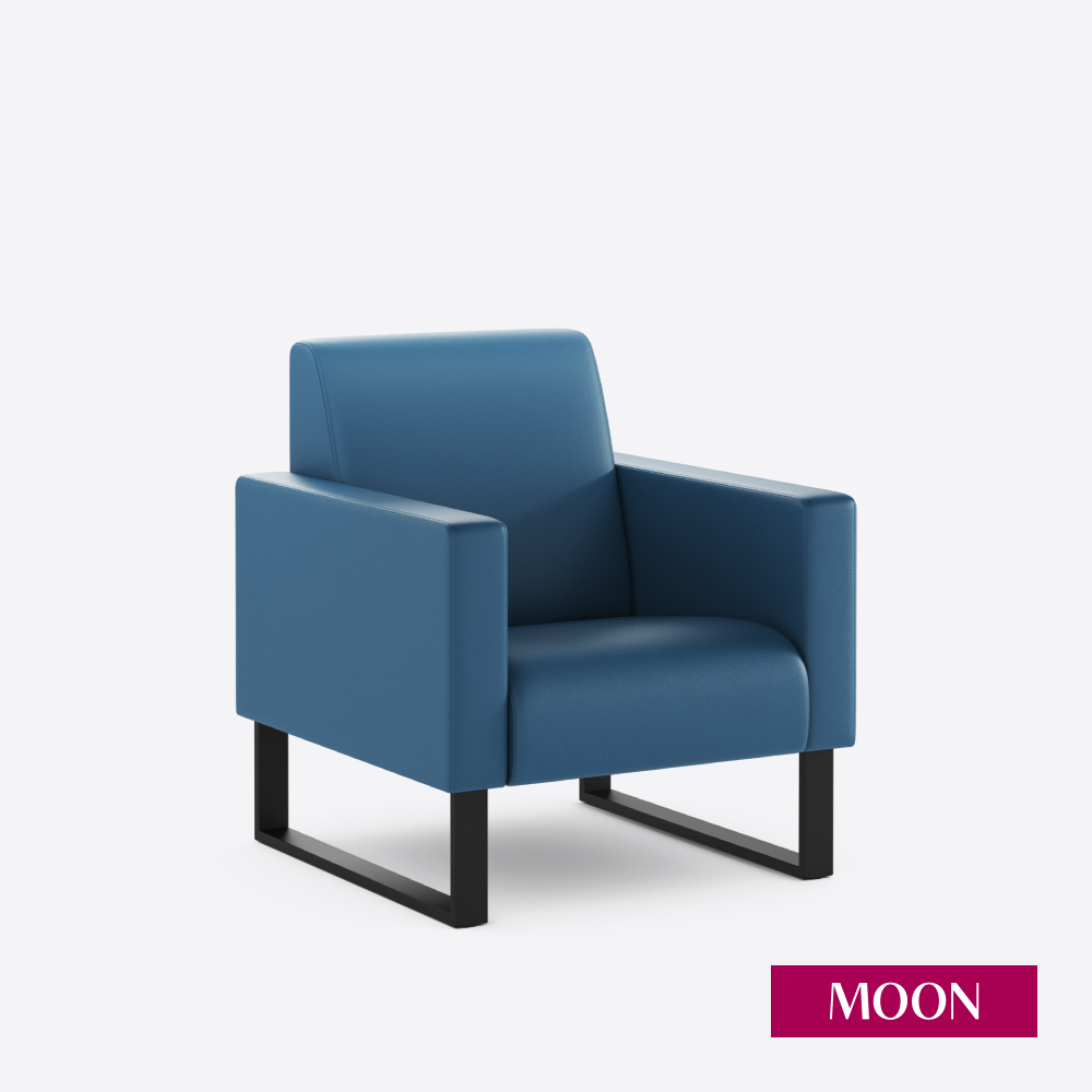 Кресло MOON 158 нераскладное, экокожа, цвет синий, 76*84*91, эксклюзивная высокоэластичная пена (UniqFoam).