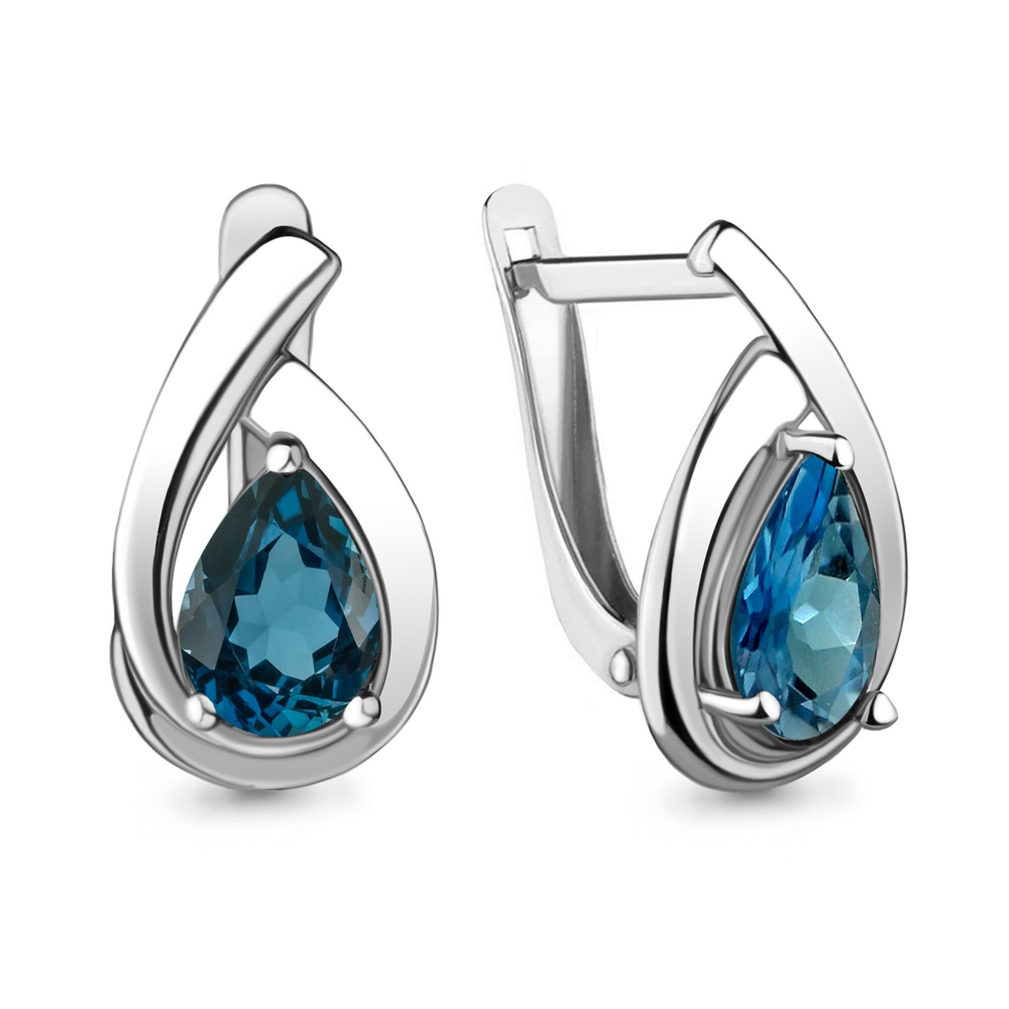 Серьги, серебро, 925 проба, родирование, Лондон топаз