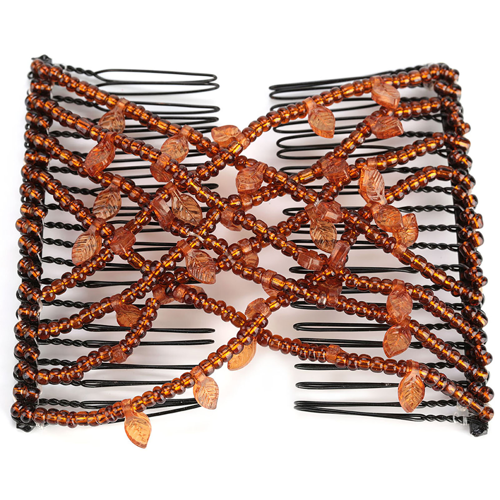 Листья бусины волосы волшебной зажим двойной шпилька женские аксессуары для волос (кофе)