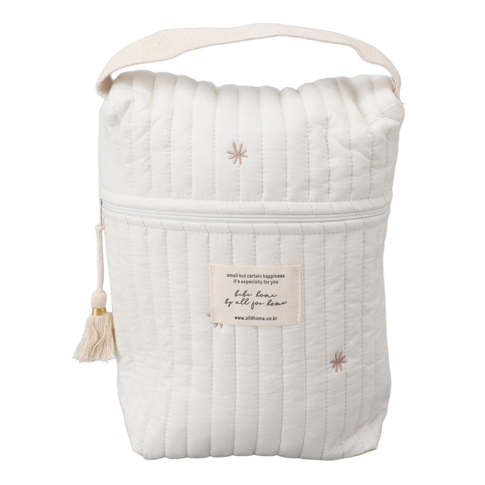 Симпатичная стеганая вышитая вышитая паттерная сумка для подгузники хлопковая детская коляска на молнии на молнии для бутылочных салфетков