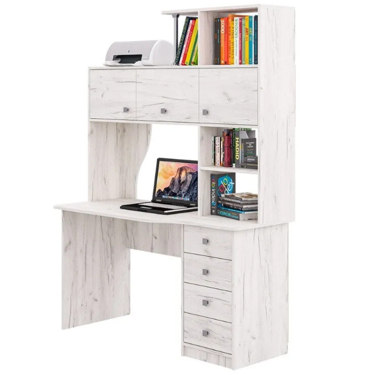 Стол компьютерный с надстройкой и ящиками КС-16, Крафт светлый