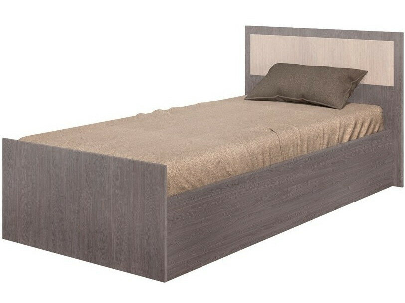Кровать односпальная, из ЛДСП, 900х2000, (Ясень шимо темный / светлый)