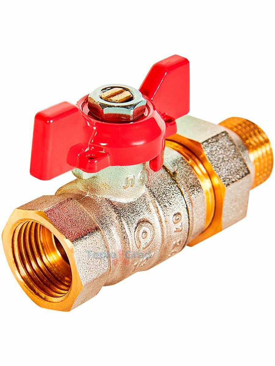 Кран шаровой Rommer с американкой Н/В, 3/4", ручка бабочка, RBV-0005-2510220