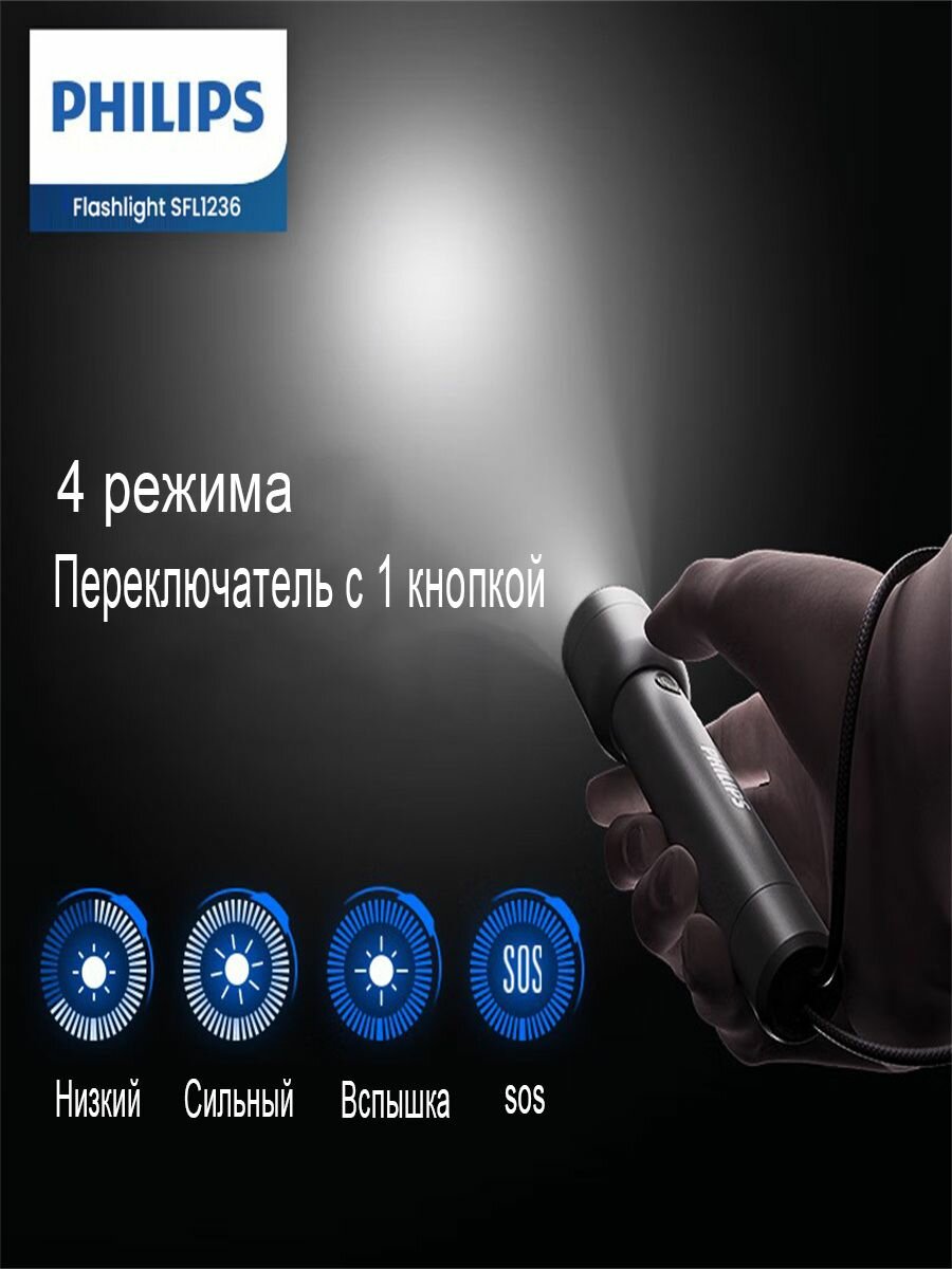 Фонарик Philips SFL1236 Линия зарядки USB Typc фотометрическое регулирование Портативный мини - фонарик