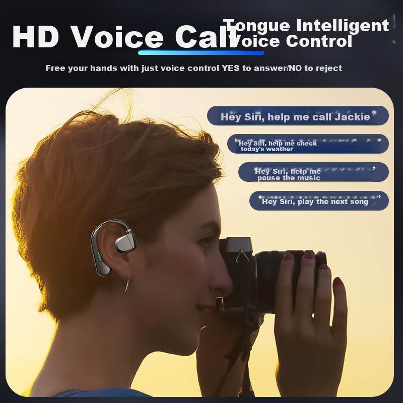 Stiger [Voice-Controlled Answering Calls] Wireless Bluetooth Headphones, Over-Ear Single-Ear, Non-In Bone Conduction, High Volume, for Business, Sports, Running, Ride Sharing, And Driving